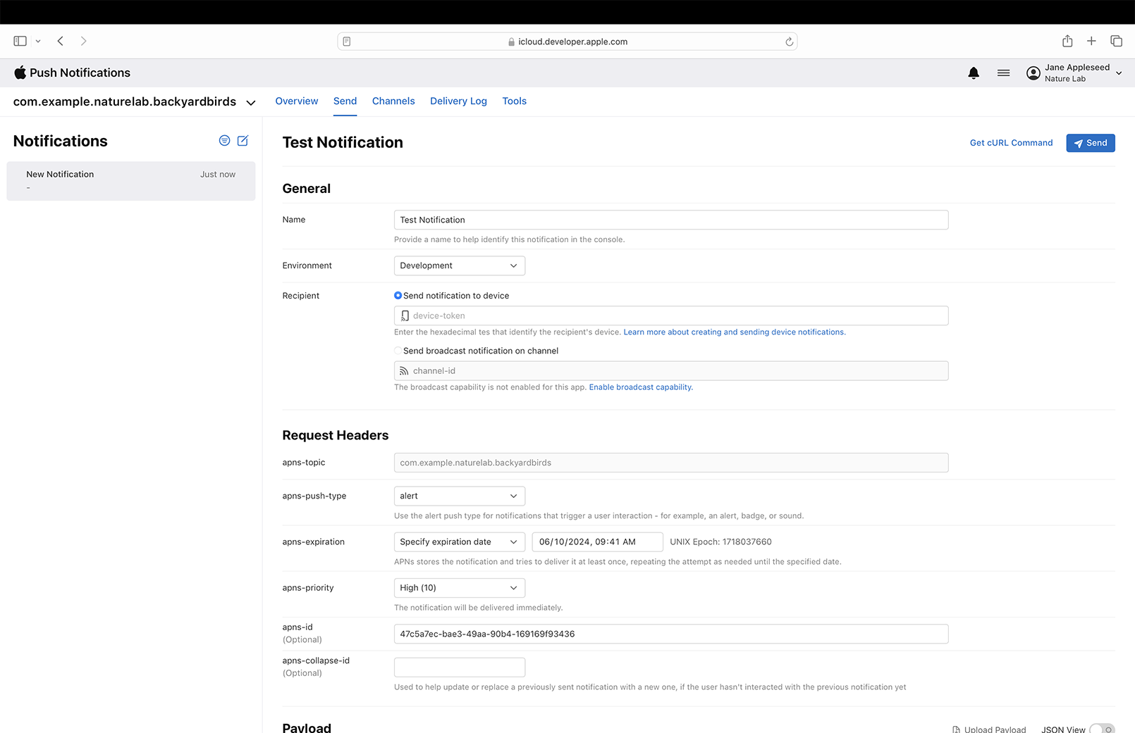 Push Notifications Console - Notifications - Apple Developer